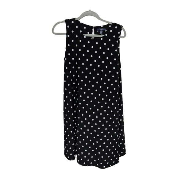 Chaps | Dresses | Chaps Xl Black Polka Dot Sleeveless Sheath Dress Y2k ...